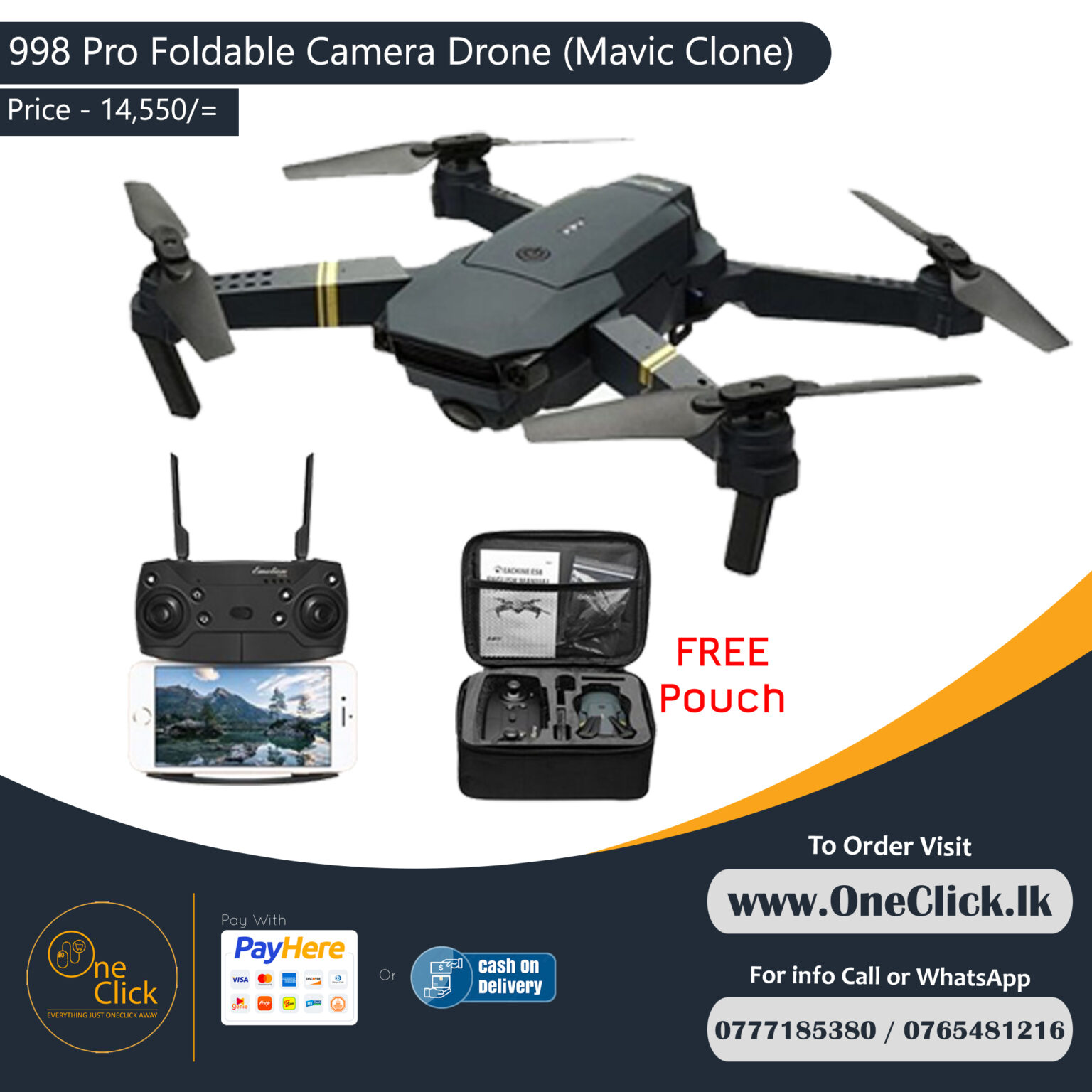 998 Pro Foldable Camera Drone ( Mavic Clone)