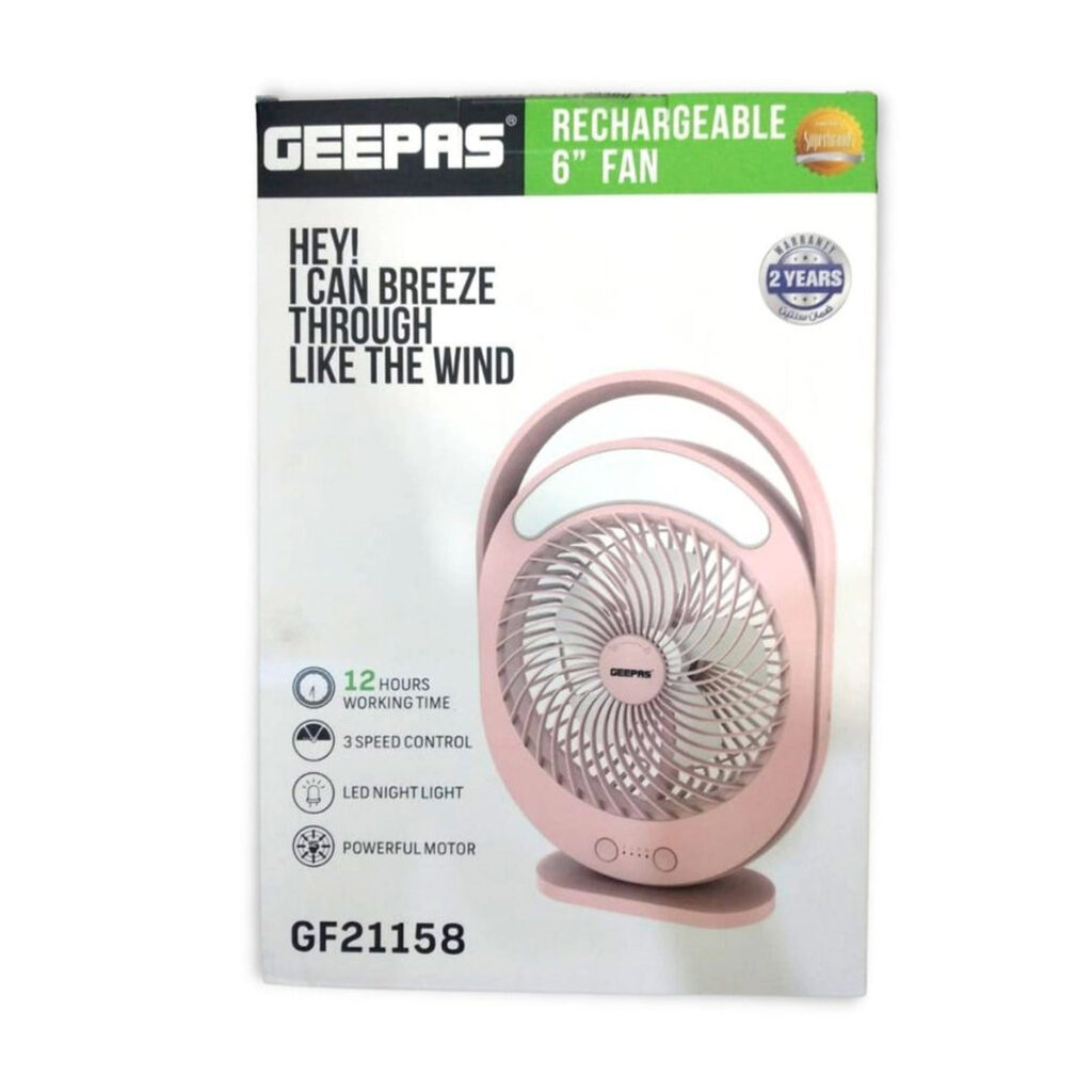 GEEPAS Rechargeable Fan 6 inch GEEPAS Rechargeable Fan