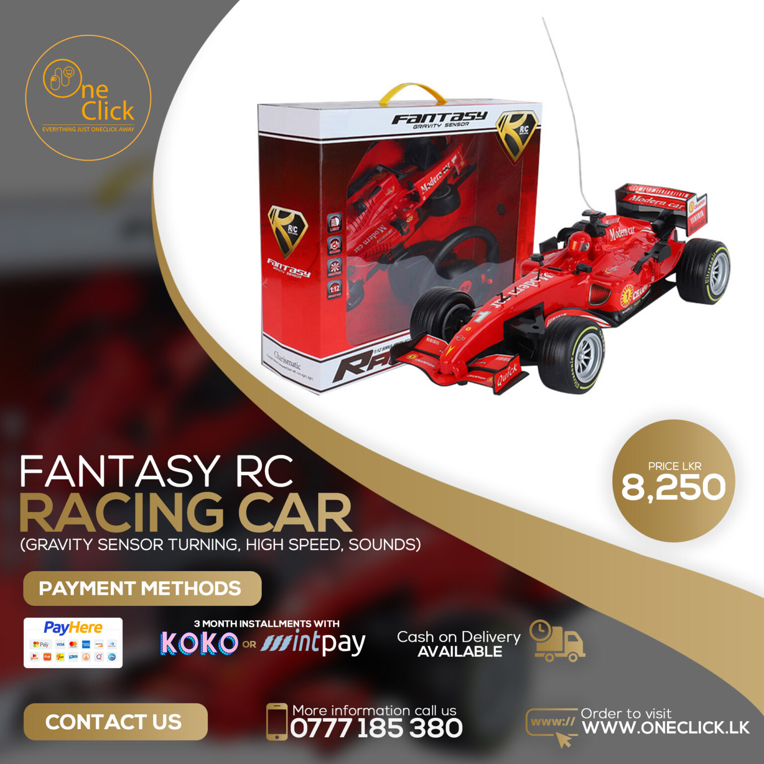 Formula1 Rechargeable RC car with Gravity sensor - OneClick