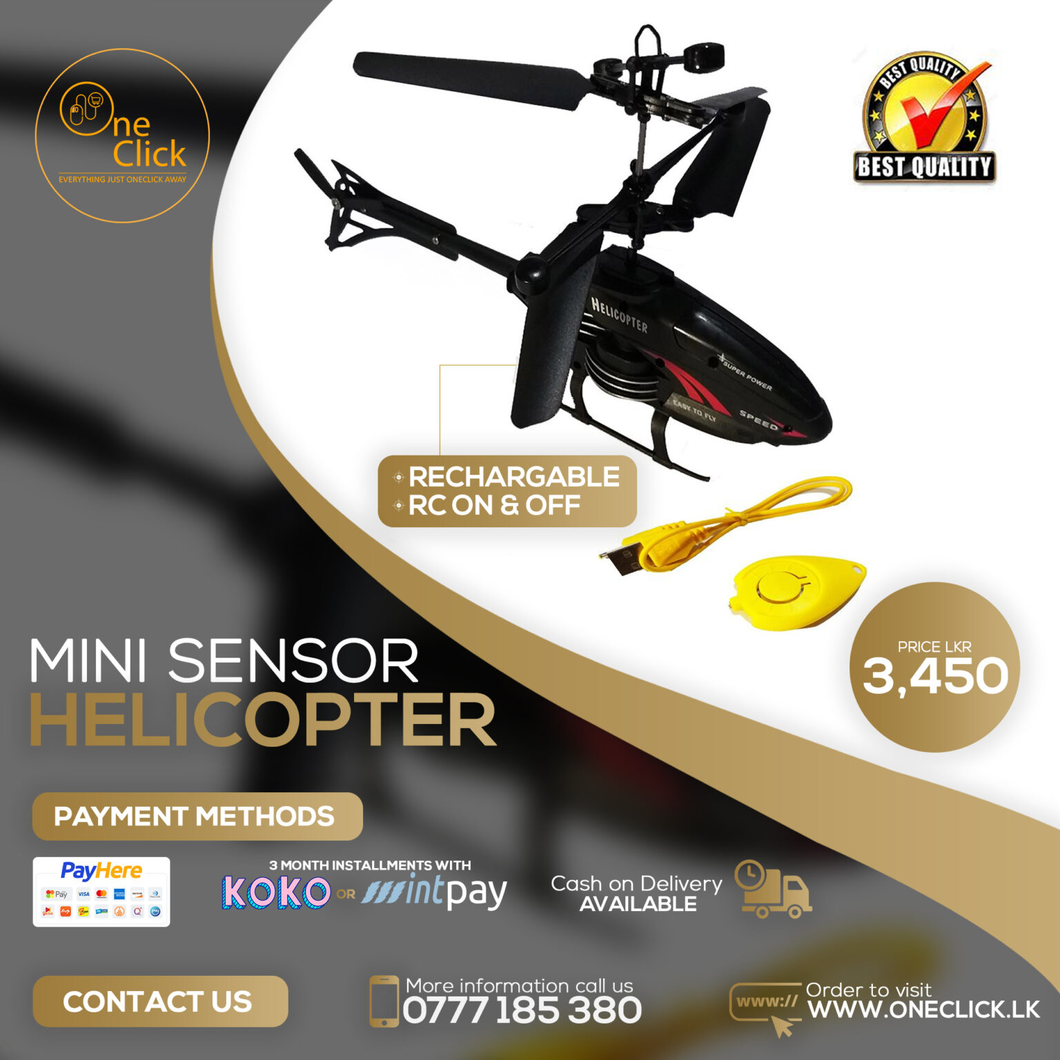 Rechargeable IR Sensor Helicopter Toy - OneClick